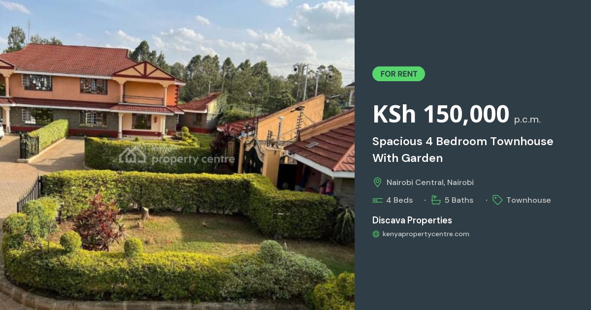 For Rent: Spacious 4 Bedroom Townhouse With Garden, Garden Estate ...