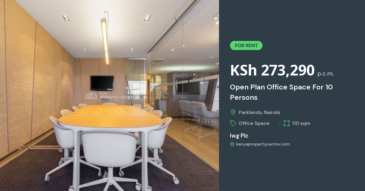 For Rent: Open Plan Office Space For 10 Persons, Limuru Road / 1st ...