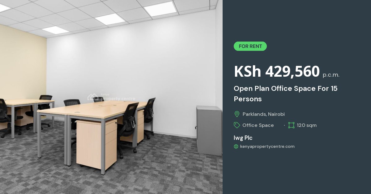 For Rent: Open Plan Office Space For 15 Persons, Limuru Road / 1st ...