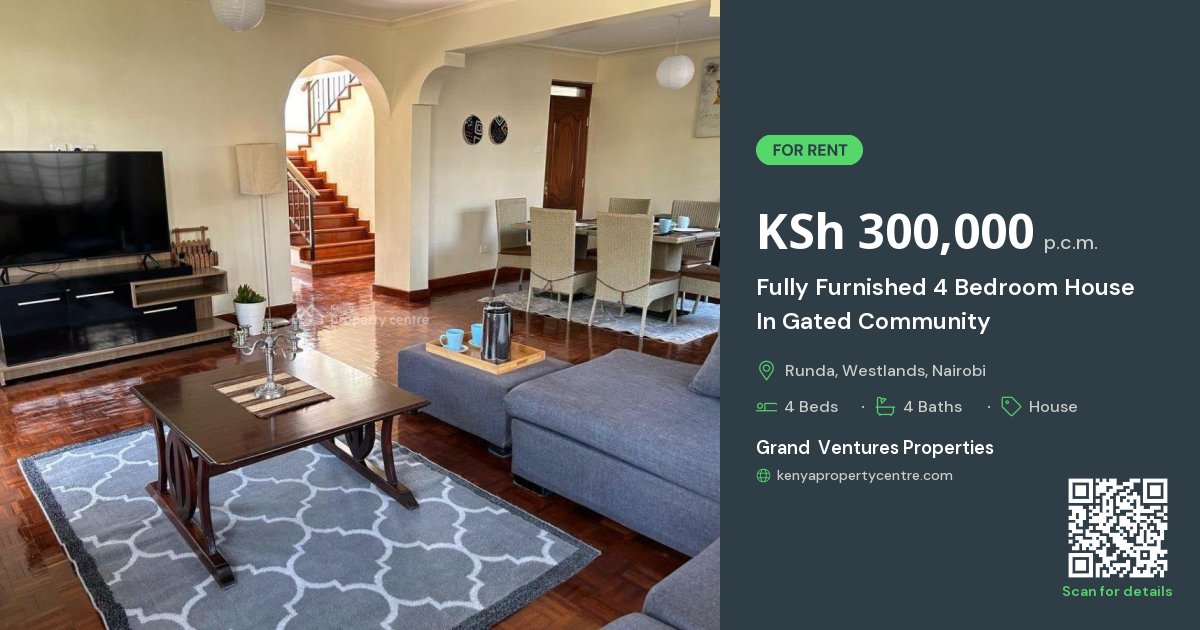 For Rent: Fully Furnished 4 Bedroom House In Gated Community, Kiambu ...